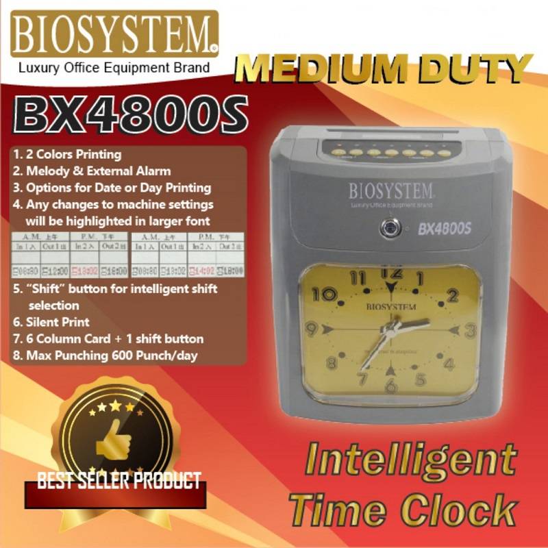 INTELLIGENT TIME RECORDER BIOSYSTEM BX4800S Punch Card Machine *Can ...