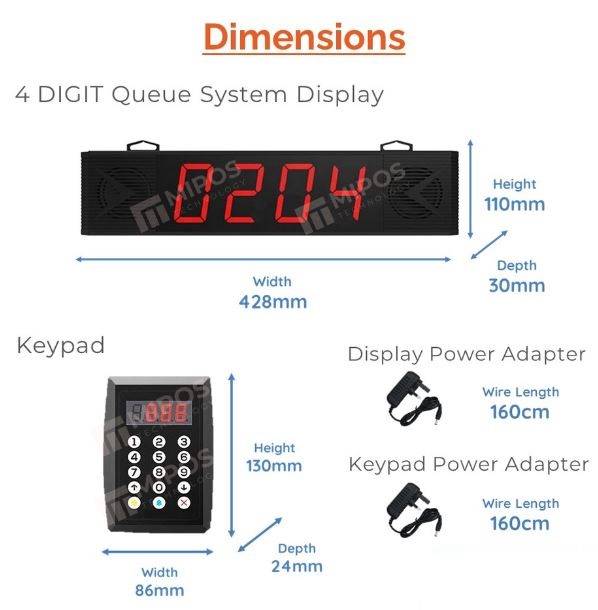 Wireless Queue Calling System/4-Digit/QMS Queue System/English & Ding ...