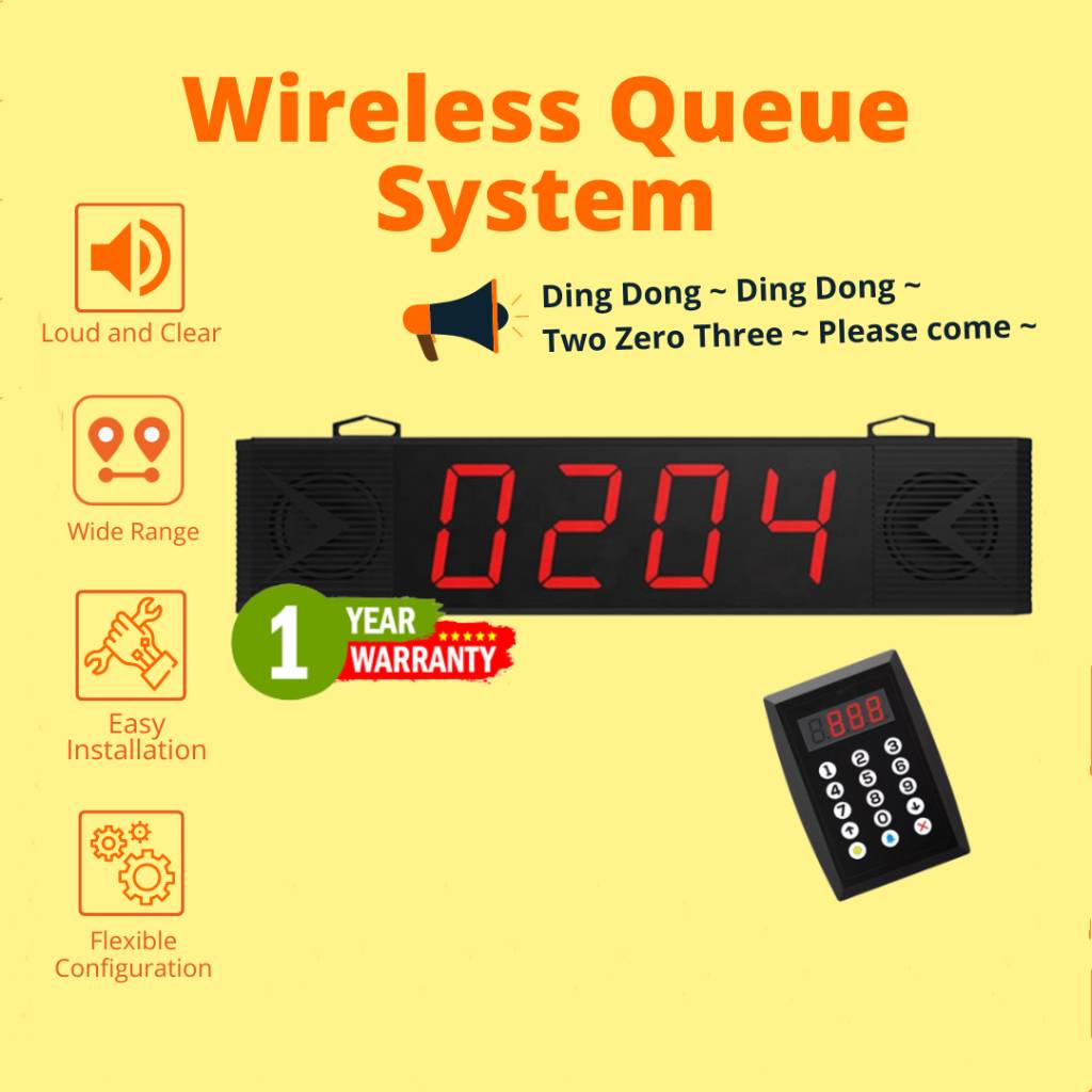 Wireless Queue Calling System/4-Digit/QMS Queue System/English & Ding ...